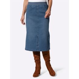 WITT Damen Jeansrock mit geripptem Dehnbund, blue-bleached, Gr&ouml;&szlig;e 42