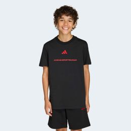 T-Shirt adidas Sportswear "ADIDAS SLOGAN SINGLE JERSEY", Jungen, Gr. 152, schwarz, Obermaterial: 100% Baumwolle, Rundhals, Shirts T-Shirt, sportlicher Stil, kurze &Auml;rmel, elastisches Material, mit Slogan