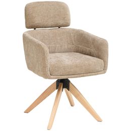 Livetastic Armlehnstuhl, Beige, Holz, Metall, Textil, Eiche, Pappel, massiv, Sperrholz, Flachrohr, 60x90x69 cm, Sitzfl&auml;che 360&deg; drehbar, Esszimmer, St&uuml;hle, Esszimmerst&uuml;hle, Armlehnenst&uuml;hle
