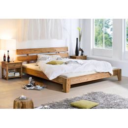 Bett Sheesham 200x200x75 braun ge&ouml;lt NATURE BROWN #513