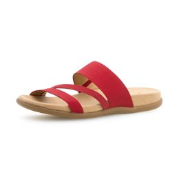 Gabor Damen Pantolette, Gr. 41rot, Textil, Leinenoptik, Schuhe, Keilabsatz, Sommerschuh, Schlappen mit atmungsaktivem Lederfutter