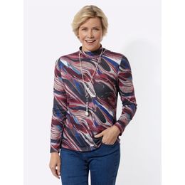 Stehkragenshirt Classic Basics "Stehkragen-Shirt", Damen, Gr. 38, bunt (graphit, kirsche, gemustert), 95% Polyester, 5% Elasthan, gemustert, mehrfarbig, Shirts Stehkragenshirt