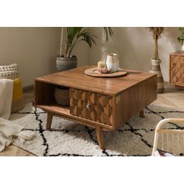 Couchtisch Akazie 70x70x40 Akazie natur lackiert MOSAYK #117