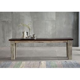 Bank Mango / Akazie 160x35x45 wei&szlig; gewachst CASTLE-ANTIK #147