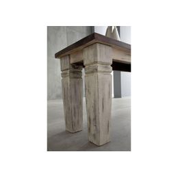 Bank Mango / Akazie 140x35x45 wei&szlig; gewachst CASTLE-ANTIK #146