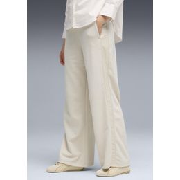 Trainingshose Puma "HER COMFORT HIGH-WAIST WIDE LEG PANTS TR", Damen, Gr. L, N-Gr, alpine snow, Sweatware, Obermaterial: 68% Baumwolle, 32% Polyester, unifarben, comfort fit normal, Hosen Trainingshose, hoher Bund, weites Bein, mit Eingrifftaschen, sportlicher Stil