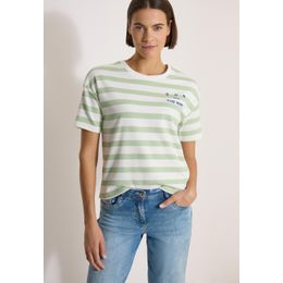 Cecil Damen T-Shirtraw matcha lime, Gr. S, gestreift, Web, 60% Baumwolle, 40% Polyester, Shirts, im Streifendesign