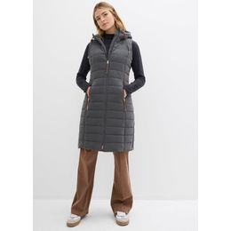 bonprix Longsteppweste, grau, Gr.42, Bequeme und gesteppte Long-Weste