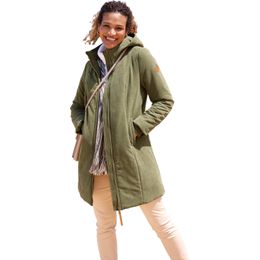 CR&Eacute;ATION L Damen Kapuzenjacke mit Rei&szlig;verschluss-Taschen oliv Gr&ouml;&szlig;e 40