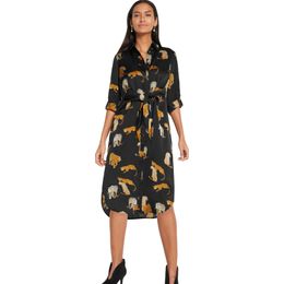 CR&Eacute;ATION L Damen Hemdblusenkleid mit Leoparden-Druck schwarz-ocker-bedruckt Gr&ouml;&szlig;e 36