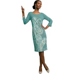 CR&Eacute;ATION L Damen Jerseykleid mit einfarbigem R&uuml;ckenteil salbei-kalkmint-bedruckt Gr&ouml;&szlig;e 38