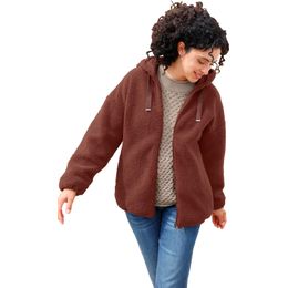 CR&Eacute;ATION L Damen Teddyjacke mit weitenregulierbarer Kapuze rotbraun Gr&ouml;&szlig;e 40