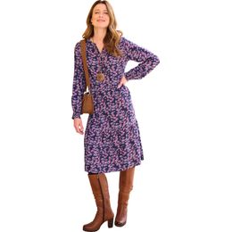 CR&Eacute;ATION L Damen Druckkleid mit Volantrock marine-erika-bedruckt Gr&ouml;&szlig;e 36
