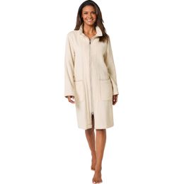 feel good Damen Bademantel mit durchgehendem Rei&szlig;verschluss champagner-steingrau Gr&ouml;&szlig;e 36/38
