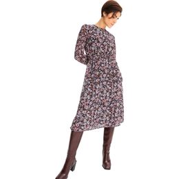 CR&Eacute;ATION L Damen Webkleid schwarz-hortensie-bedruckt Gr&ouml;&szlig;e 38