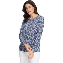 CR&Eacute;ATION L Damen Print-Shirt mit floralem Muster jeansblau-ecru-bedruckt Gr&ouml;&szlig;e 40