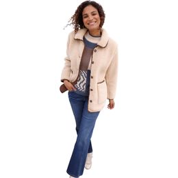 CR&Eacute;ATION L Damen Teddyjacke mit Schmuckkn&ouml;pfen elfenbein Gr&ouml;&szlig;e 40
