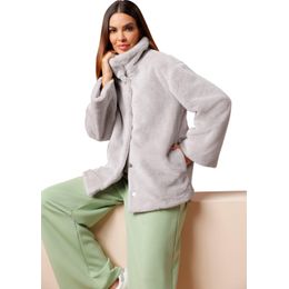 Heine Damen Fellimitatjacke mit Stehkragen hellgrau Gr&ouml;&szlig;e 46
