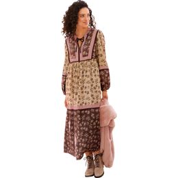 CR&Eacute;ATION L Damen Druckkleid in floralem Muster camel-schoko-bedruckt Gr&ouml;&szlig;e 36