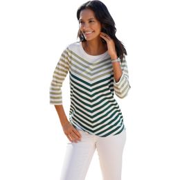 CR&Eacute;ATION L Damen 3/4-Arm-Shirt mit Rundhalsausschnitt schilf-moos-bedruckt Gr&ouml;&szlig;e 38