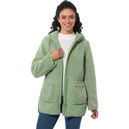 CR&Eacute;ATION L Damen 2-in-1-Jacke aus Teddyfleece und Cord eucalyptus Gr&ouml;&szlig;e 38