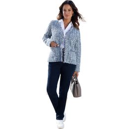 CR&Eacute;ATION L Damen Cardigan marine-ecru-gemustert Gr&ouml;&szlig;e 40