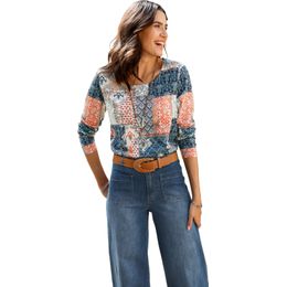 CR&Eacute;ATION L Damen Print-Shirt im Patchwork-Dessin jade-terra-bedruckt Gr&ouml;&szlig;e 40