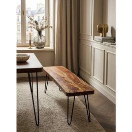 KADIMA DESIGN Esszimmerbank BAGLI Massivholz Landhausstil, Dunkelbraun 120x40x45 cm