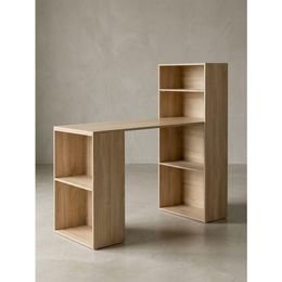 KADIMA DESIGN Schreibtisch Mit Regal Ablagef&auml;cher Modern Holz, Sonoma 53x120x120 cm