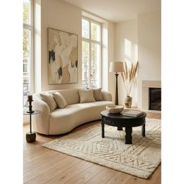 KADIMA DESIGN Couchtisch Schwarz Mango Massivholz Rund 60x36x60 cm Orientalisch