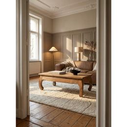 KADIMA DESIGN Couchtisch aus Massivholz im Landhausstil, nat&uuml;rliches Design, Akazie 60x110x40 cm