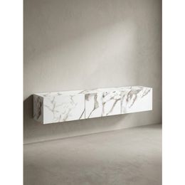 KADIMA DESIGN TV-Lowboard h&auml;ngend gro&szlig;, Marmor-Optik, Klappt&uuml;ren, modern, Wei&szlig; 160x30x30 cm