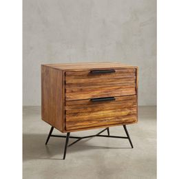 KADIMA DESIGN Nachttisch &ndash; Massivholz, 60x60x40 cm, mit Schubladen, hoch, modern