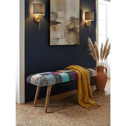 KADIMA DESIGN Sitzbank &ndash; Samt/Massivholz, 117x51x38 cm, Patchwork