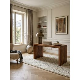 KADIMA DESIGN Schreibtisch Massivholz Ablage Landhausstil BOHA, Dunkelbraun 160x80x76 cm