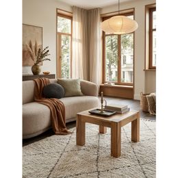KADIMA DESIGN Couchtisch MUMBAI aus Massivholz im Landhaus-Stil mit nat&uuml;rlichem Design, Akazie 60x60x40 cm