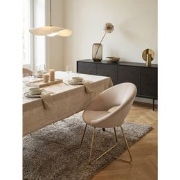 KADIMA DESIGN Esszimmerstuhl aus Samt Beige mit goldfarbenem Metallgestell