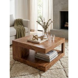 KADIMA DESIGN Couchtisch Dunkelbraun Massivholz Sheesham 90 cm Landhausstil