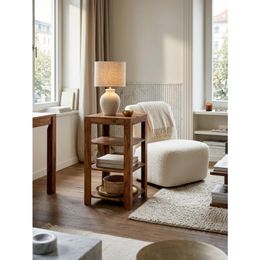 KADIMA DESIGN Regal Massivholz 4 F&auml;cher Landhausstil MUMBAI, Dunkelbraun 44x44x80 cm