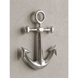 KADIMA DESIGN Wanddeko Dekofigur Anker Aluminium silberfarben poliert 62,5 cm im maritimen Stil