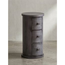 KADIMA DESIGN Sideboard &ndash; Mango Massivholz, 34x65x34 cm, 3 Schubladen, schmal, schwarz