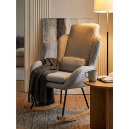 KADIMA DESIGN Schaukelstuhl Stoff Holz Wippfunktion Hochlehne CAPRI, Grau 75x88x110 cm