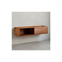 KADIMA DESIGN Lowboard H&auml;ngend Massivholz Modern Stil 108x25x34 cm Braun mit Stauraum