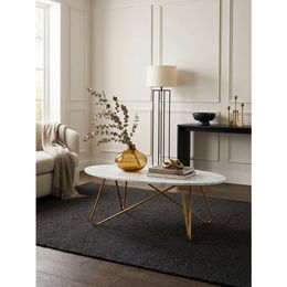 KADIMA DESIGN Couchtisch in Wei&szlig; mit Marmor-Optik und Metall-Gestell, 120x40x60 cm