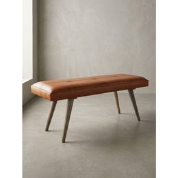 KADIMA DESIGN Sitzbank &ndash; Ziegenleder/Massivholz, 117x51x38 cm, Braun, ohne Lehne