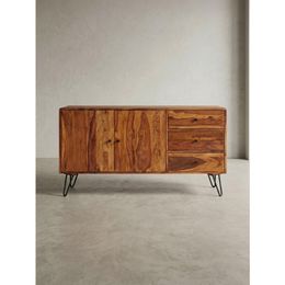 KADIMA DESIGN Sideboard &ndash; Massivholz, 145x75x40 cm, Landhausstil, 3 Schubladen, 2 T&uuml;ren