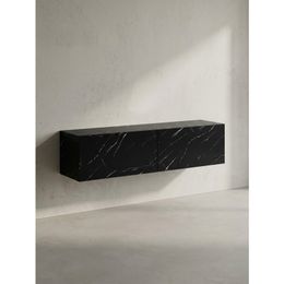 KADIMA DESIGN TV-Lowboard h&auml;ngend, Marmor-Optik, Klappt&uuml;ren, modern, Schwarz 120x30x30 cm