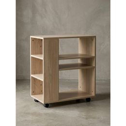 KADIMA DESIGN Regalwagen Holz Mit Rollen Schmal Modern, Sonoma 60x35x75 cm