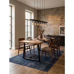 KADIMA DESIGN Esstisch Massivholz Metall Trapezgestell Baumkante Rechteckig, Akazie 200x100x76 cm