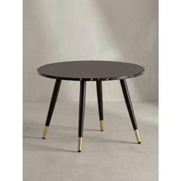 KADIMA DESIGN Couchtisch mit Marmor Optik, Modernes Design, Metall-Gestell, Runde Form, Schwarz 60x60x41 cm